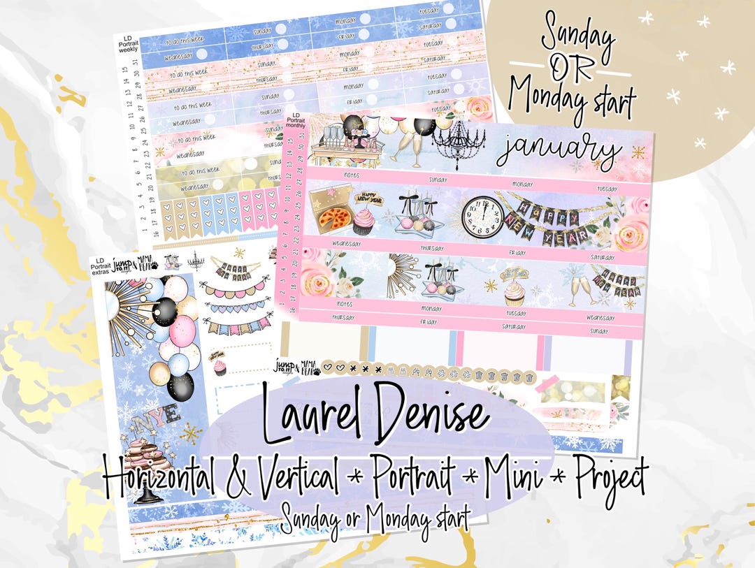 January '25 Midnight Kisses - Laurel Denise Planner Stickers - Portrait ...