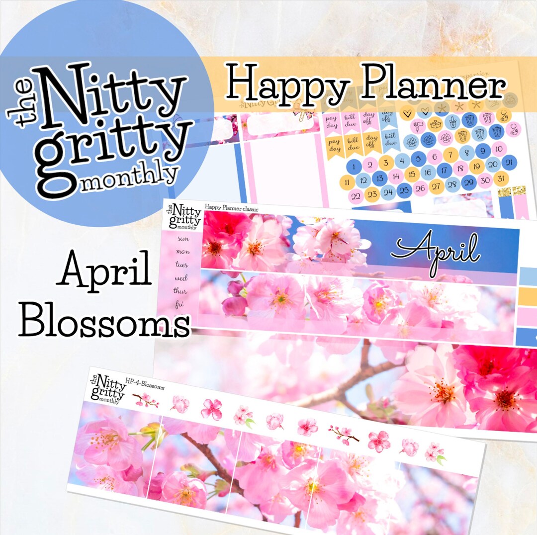 April Blossoms - the Nitty Gritty Monthly - Happy Planner Classic - Etsy