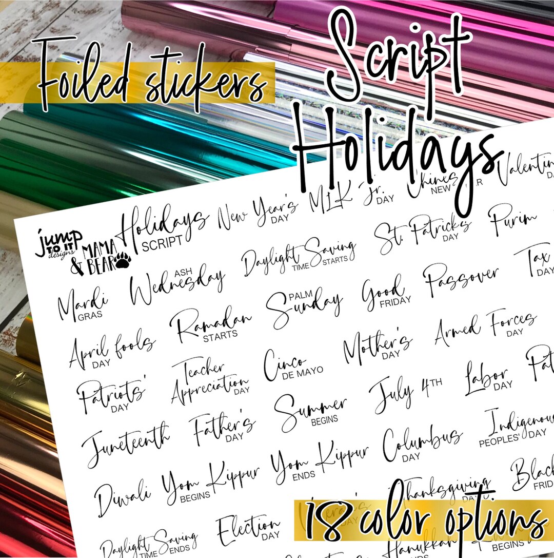 FOIL Holiday Script Planner Stickers Calendar (F-142) - Etsy