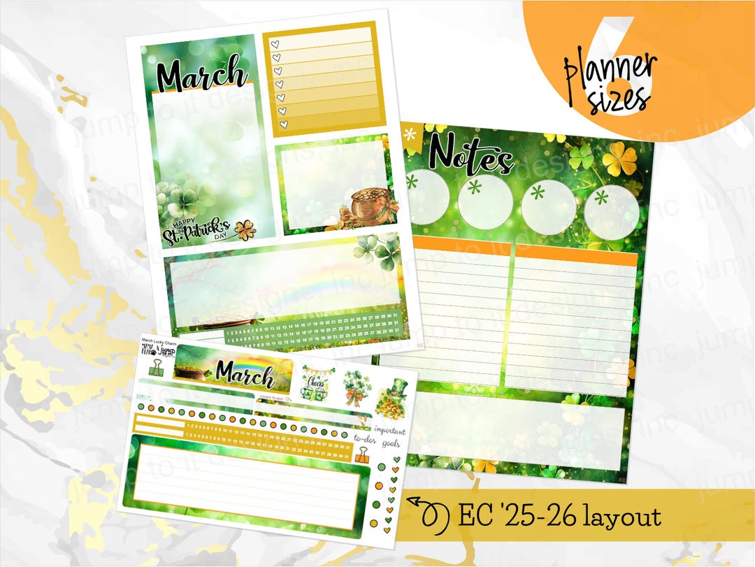 March Lucky Charms Notes Monthly Sticker -25/26 Erin Condren Vertical ...