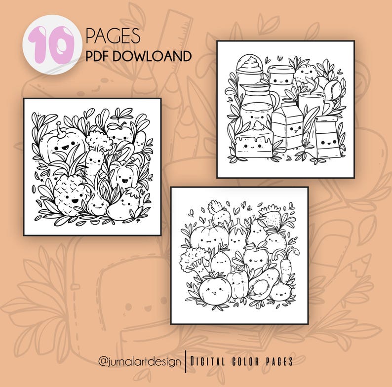 Kawaii Fun Activity Coloring Pages | 10-page Cute PDF Coloring Book ...