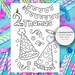 Happy Birthday Fun Party Hat Coloring Page DIGITAL | Coloring Greeting ...