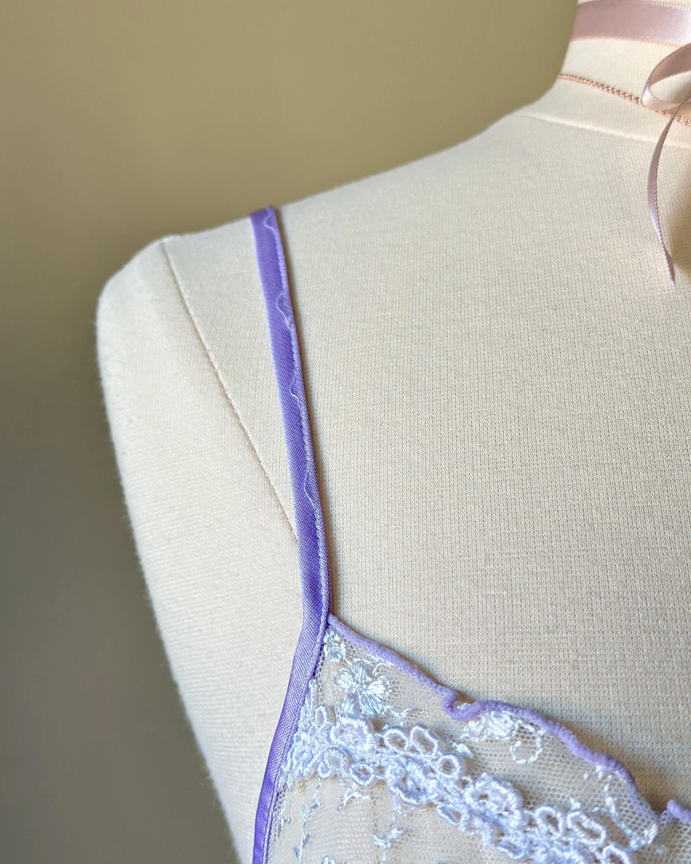 Sweet Purple Satin Slip Dress Featuring Complete Sheer Ditsy Cups - Etsy