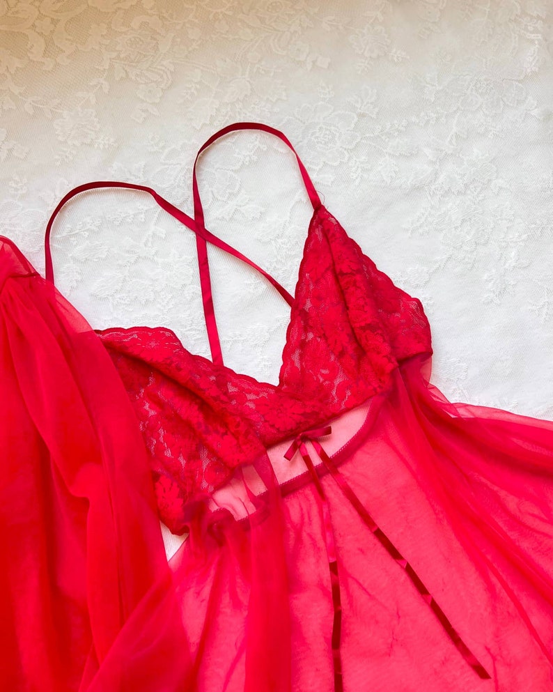 Sheer Mesh in Red Matching Set - Etsy