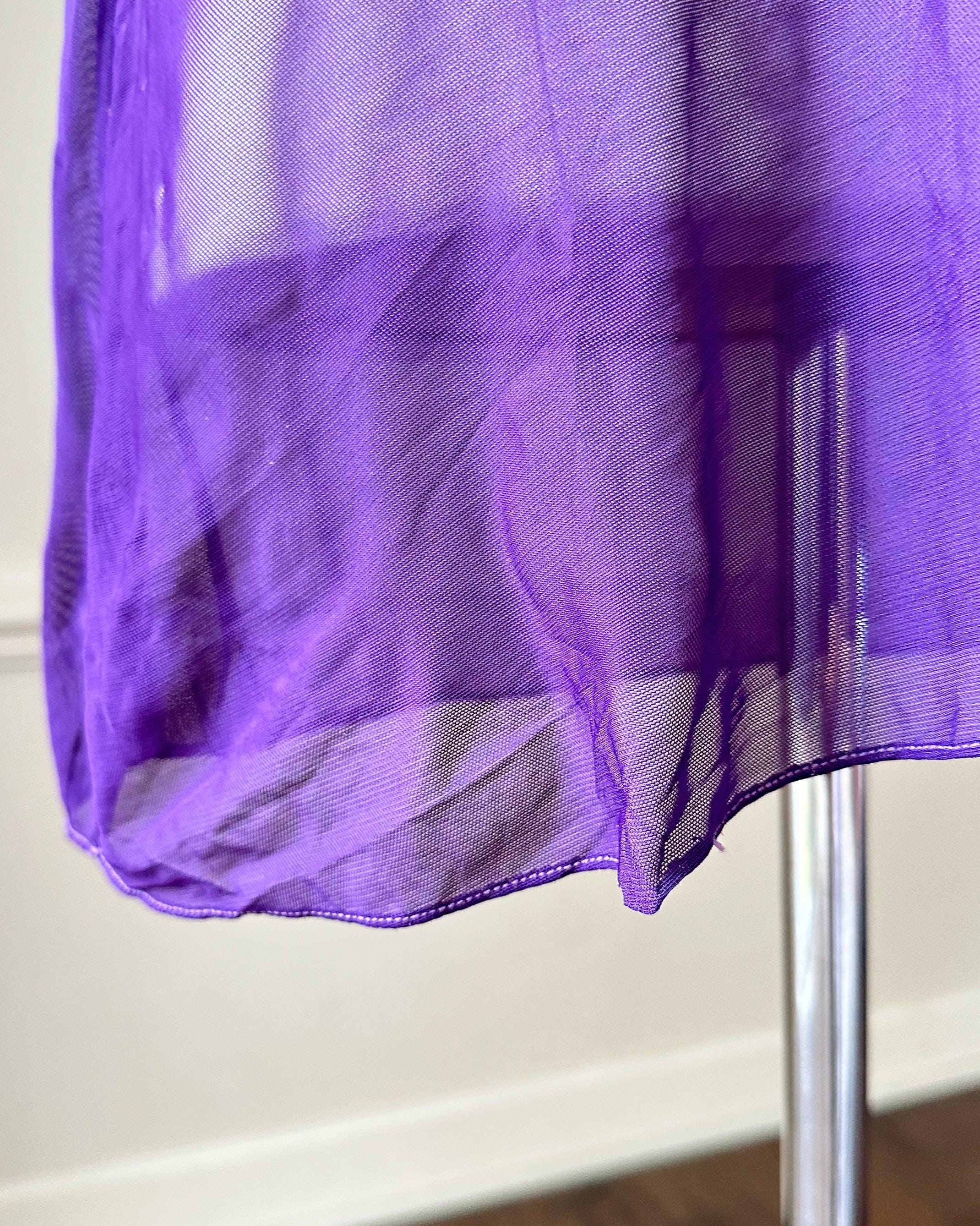 Sultry Complete Sheer Violet Slip Dress Featuring Floral Lace Bodice ...