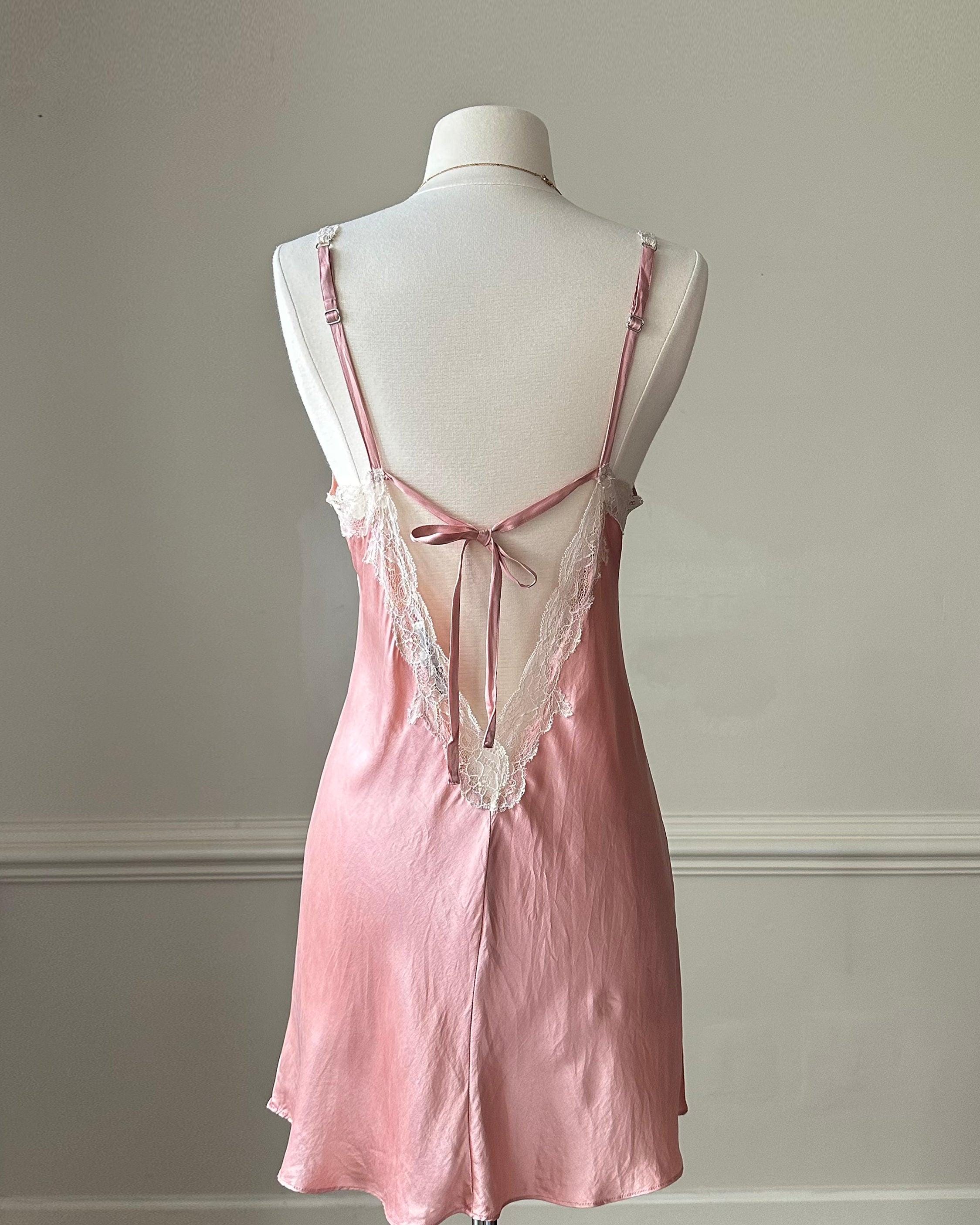 Victoria’s Secret Sunset Pink Silk Slip Dress Featuring Floral ...