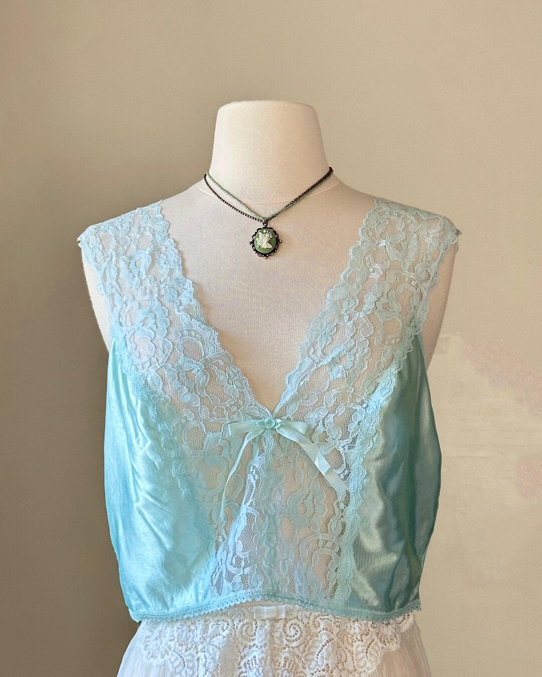 Mermaid Pearl Blue Cropped Top Featuring Floral Embroidery Lace Bodice ...