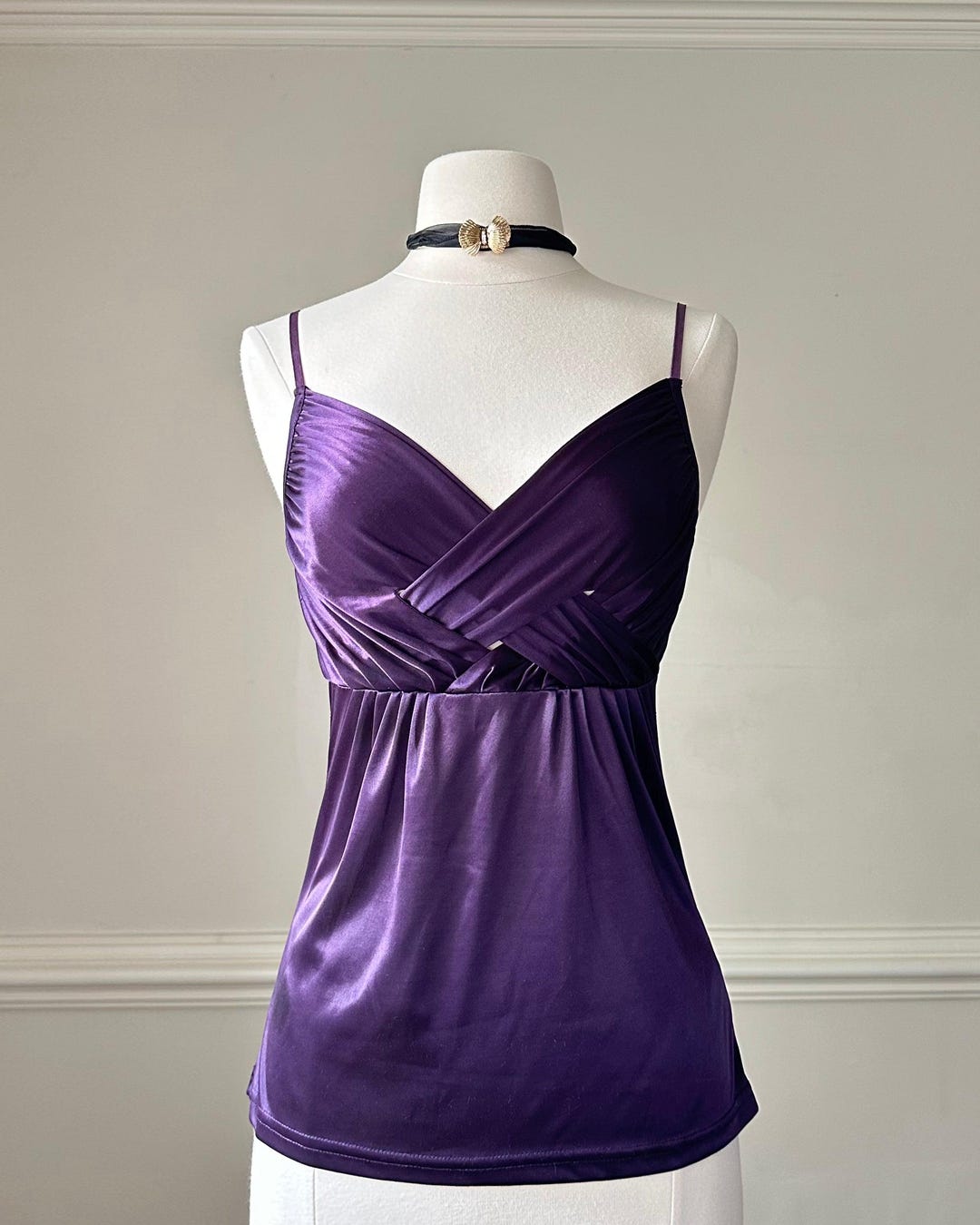 Deep Eggplant Purple Top Featuring Satin-like Fabric - Etsy