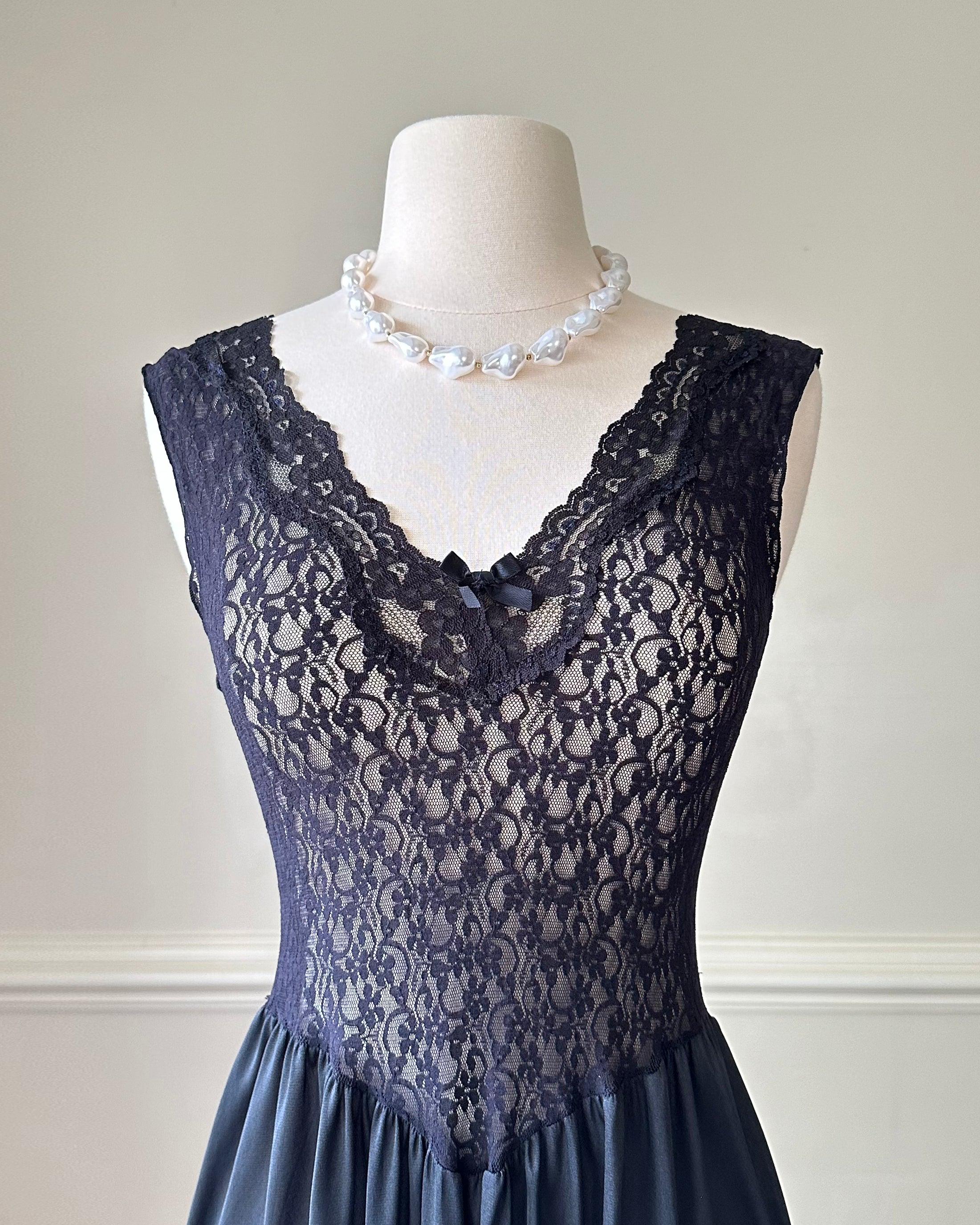 Dark Feminine Midi Dress Featuring Complete Sheer Lace Bodice - Etsy