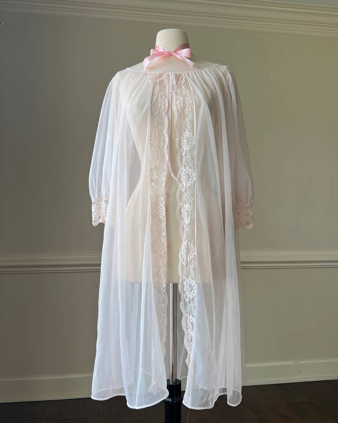 Victorian Inspired Sheer Chiffon Robes Featuring Oversized Floral ...