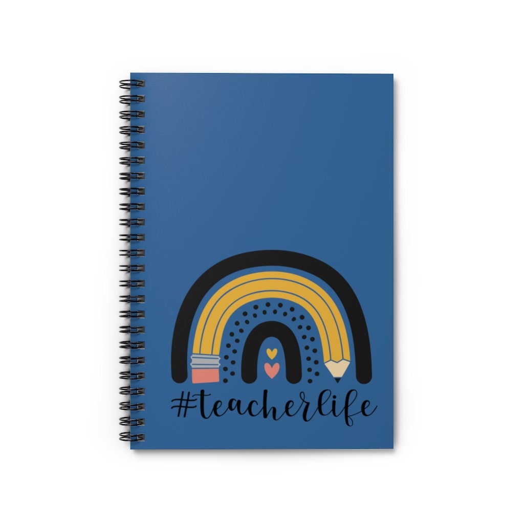 Teacher Life Pencil Rainbow Spiral Notebook - Ruled Line - Etsy