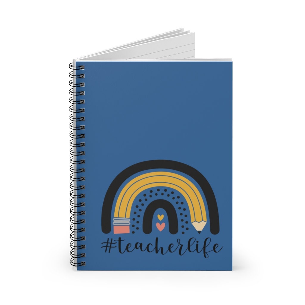 Teacher Life Pencil Rainbow Spiral Notebook - Ruled Line - Etsy