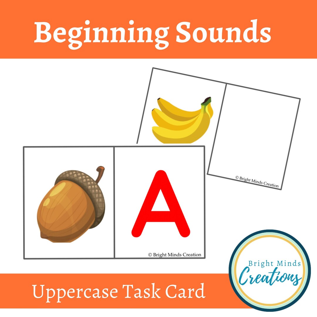 Task Card, Beginning Sounds, Uppercase, Matching - Etsy