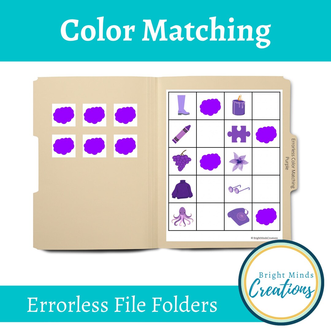 Errorless, Filed Folders, Matching, Color Matching - Etsy