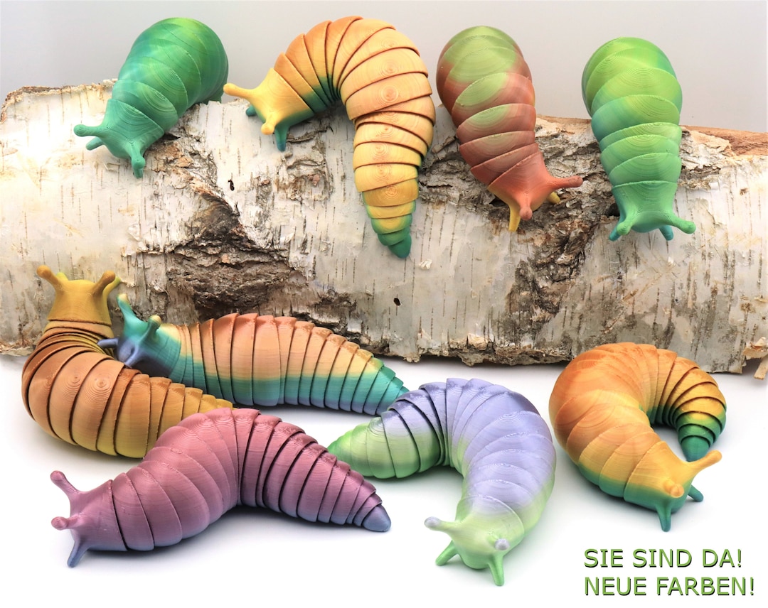 Snail Flexi Color Edition Unique - 3D Print - Fidget Slug - Small Gift ...