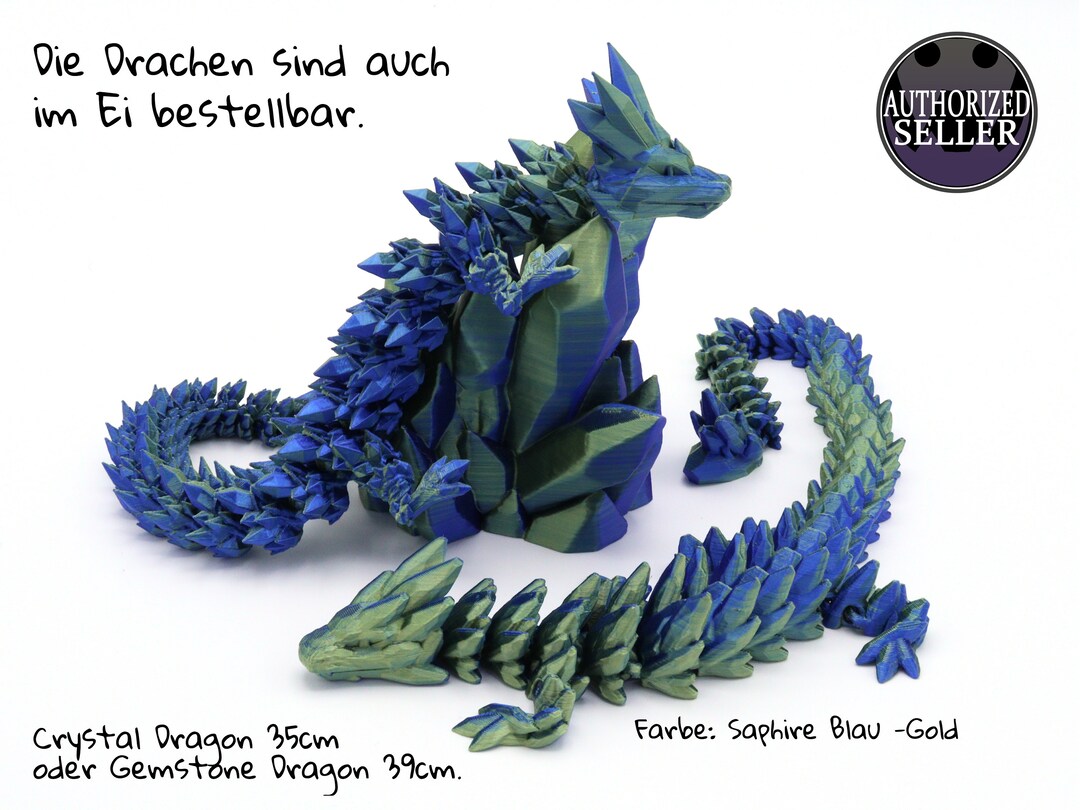 Crystal or Gemstone Dragon in Egg or Individually - Movable Articulated ...