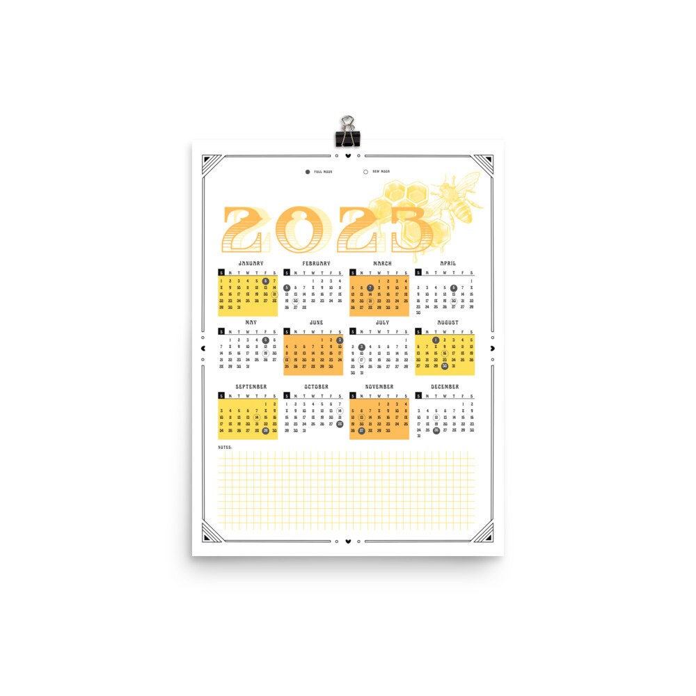 2023 Lunar Calendar Honey Bee Planner Poster - Etsy