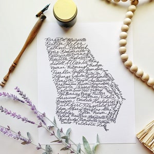 Custom State Calligraphy Prints - Etsy