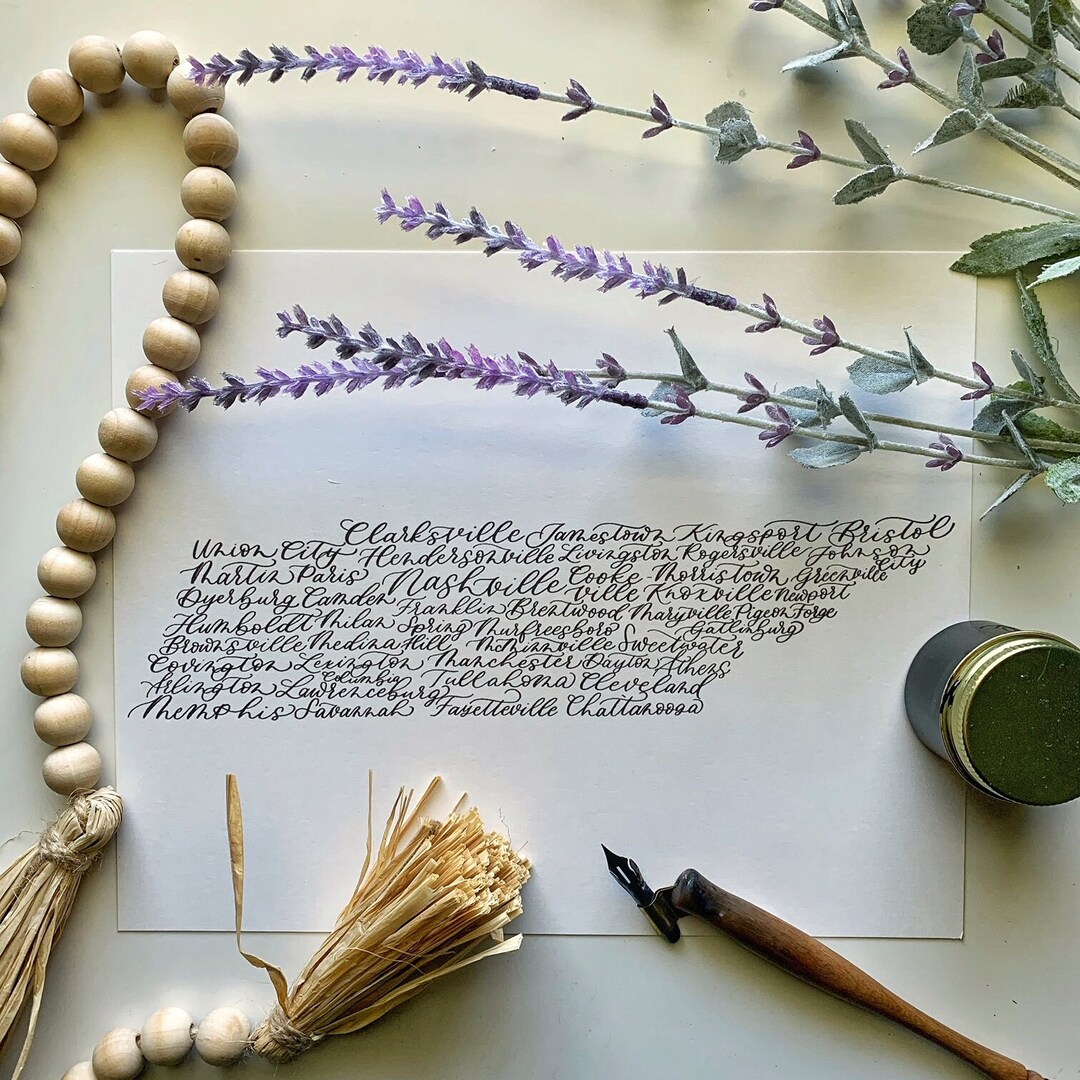 Tennessee Calligraphy Print, TN Art Print, Tennessee Word Print ...