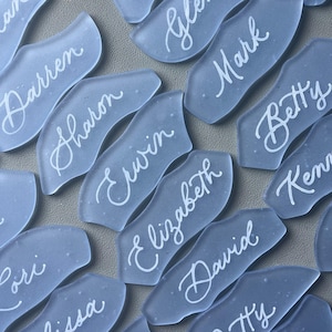 Calligraphy Sea Glass Place Cards: Beach Wedding Decor - Etsy