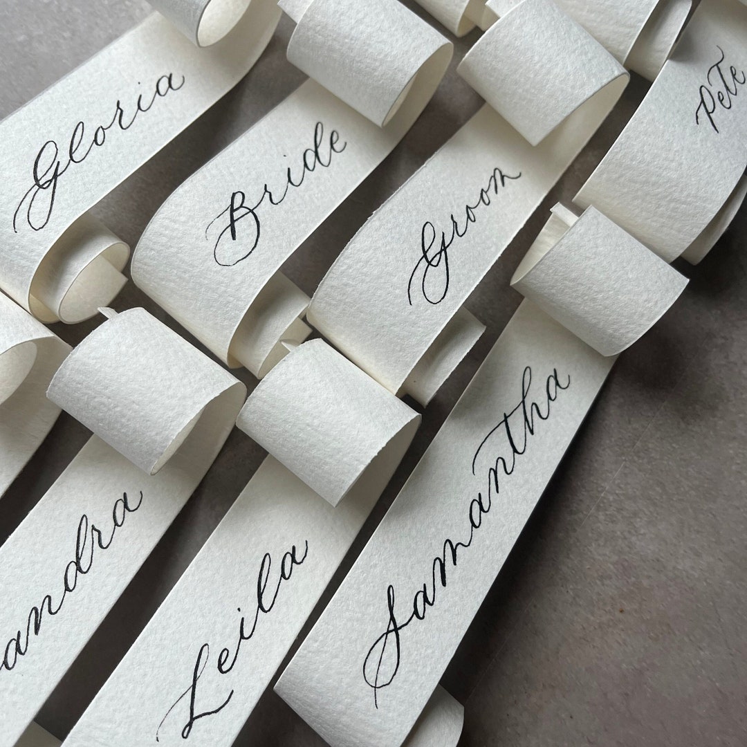 Scroll Calligraphy Place Cards, Wedding Scroll Place Cards, Scroll Name Cards, Wedding Place ...