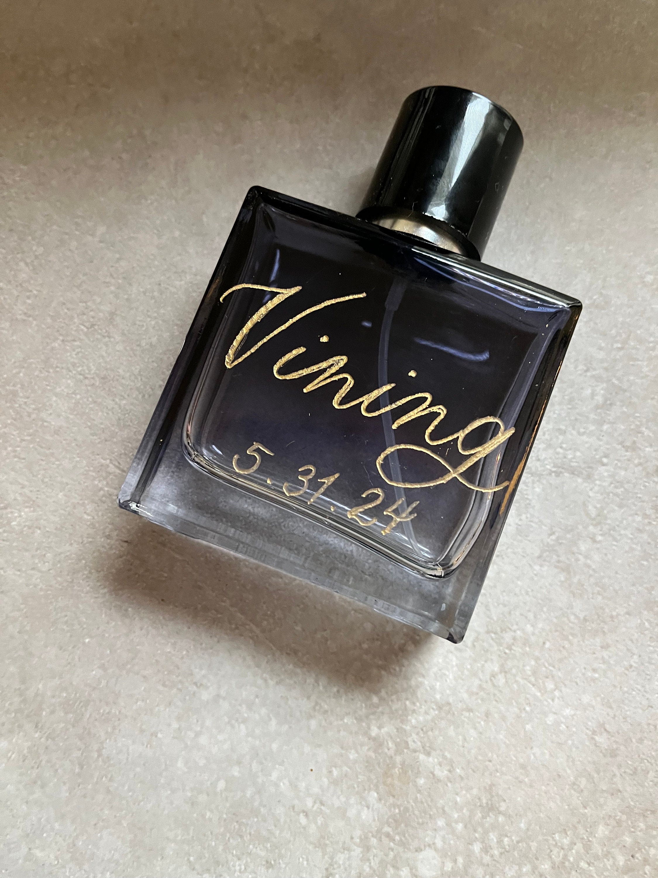 Custom Engraved Dark Blue Cologne Bottle: Refillable Gift - Etsy