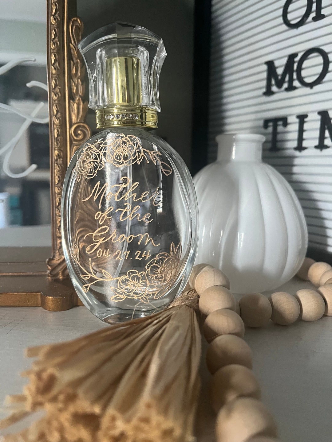 Custom Engraved Oval Perfume Bottle: Wedding Keepsake, Mother of the ...