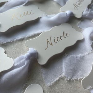 Scalloped Chiffon Ribbon Place Cards: Hand-lettered Calligraphy - Etsy