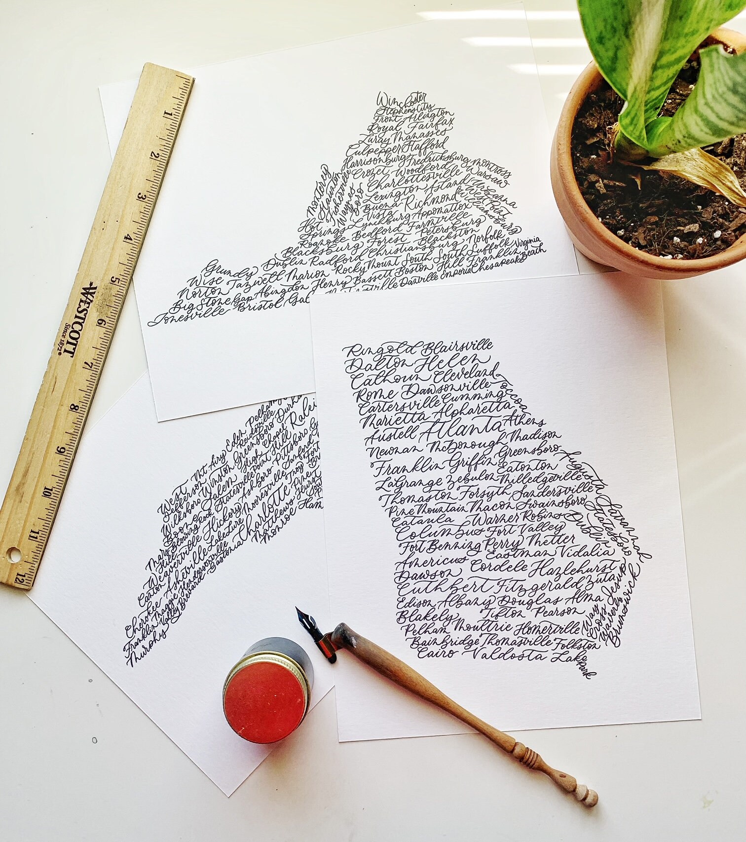 Custom State Calligraphy Prints - Etsy