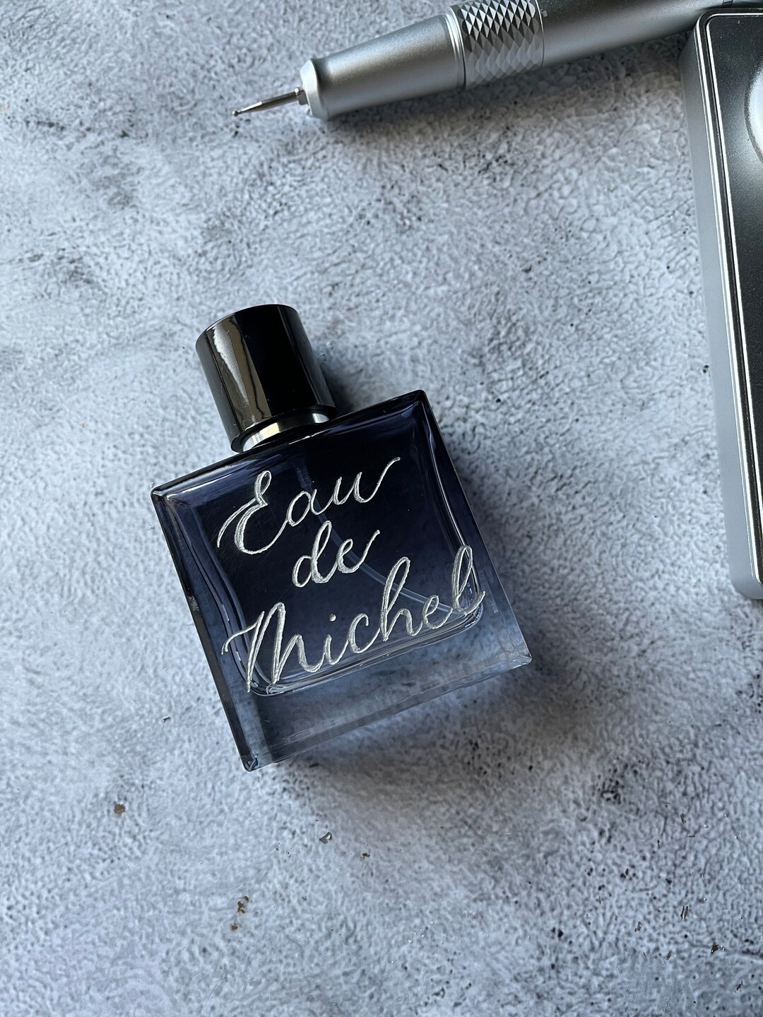 Custom Engraved Dark Blue Cologne Bottle: Refillable Groom or Father of ...