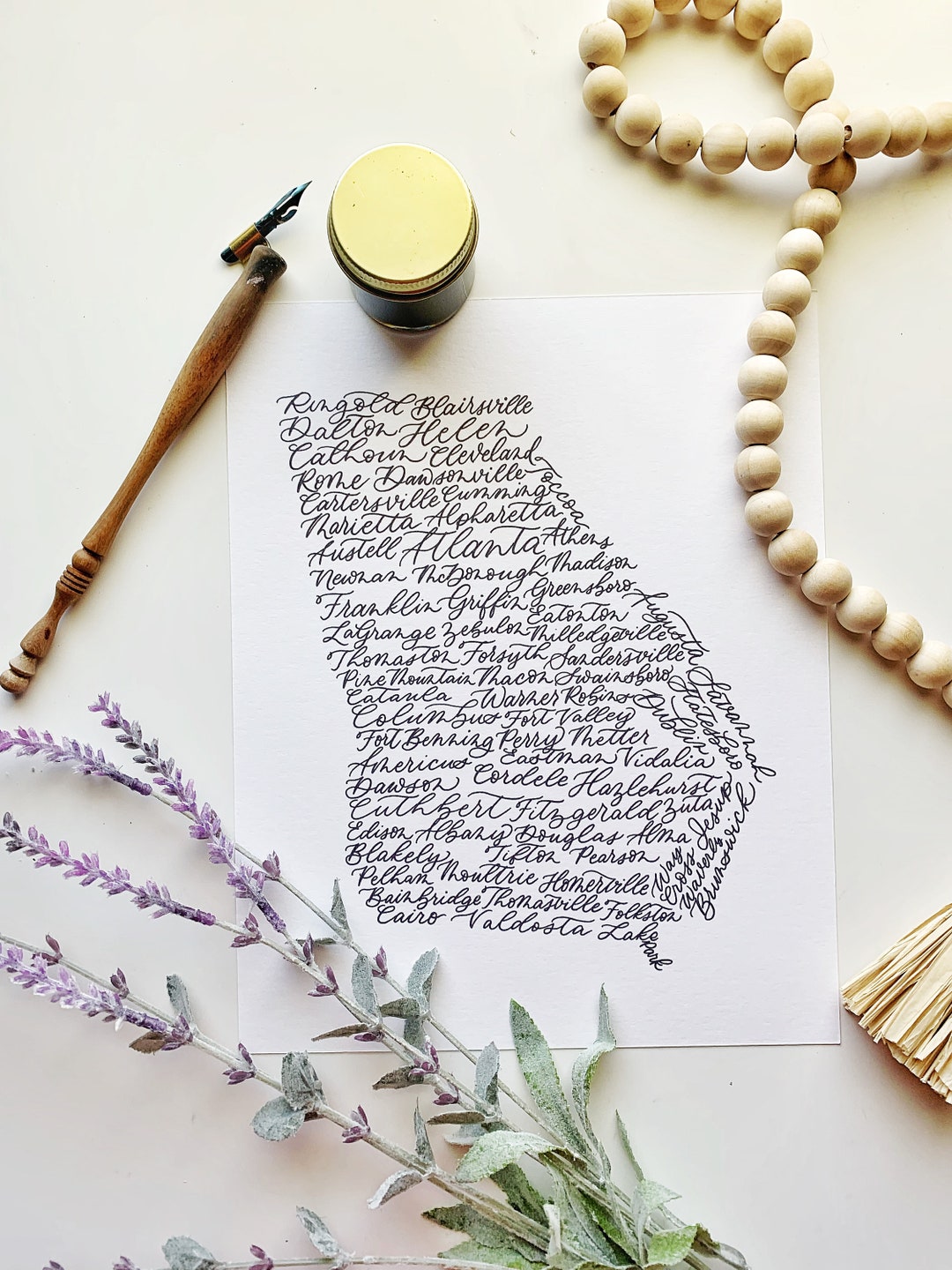 Georgia Calligraphy Print, GA Art Print, Georgia Word Print, - Etsy