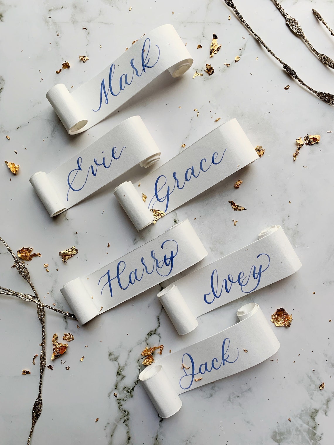 Scroll Calligraphy Place Cards, Wedding Scroll Place Cards, Scroll Name Cards, Wedding Place ...