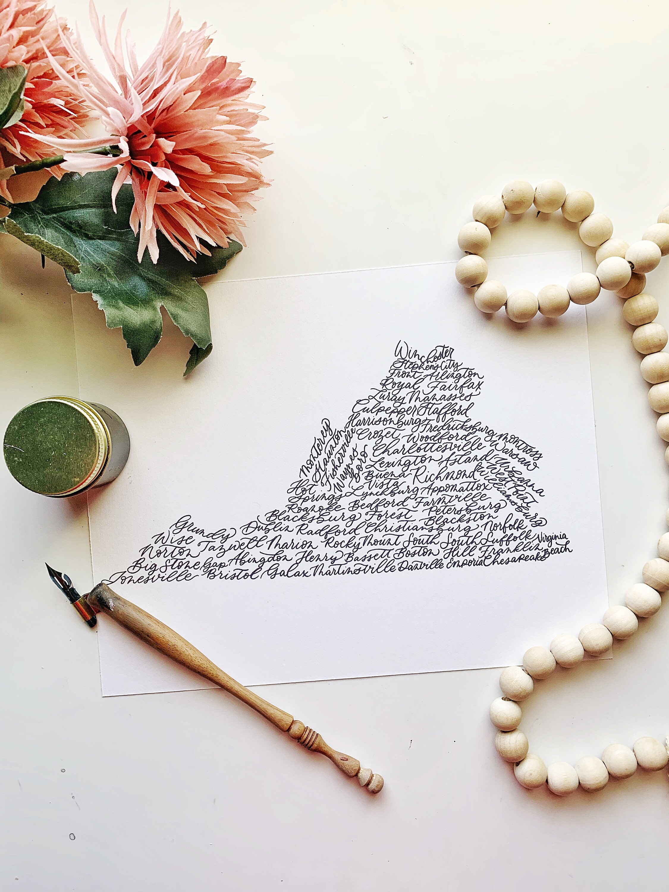 Custom State Calligraphy Prints - Etsy