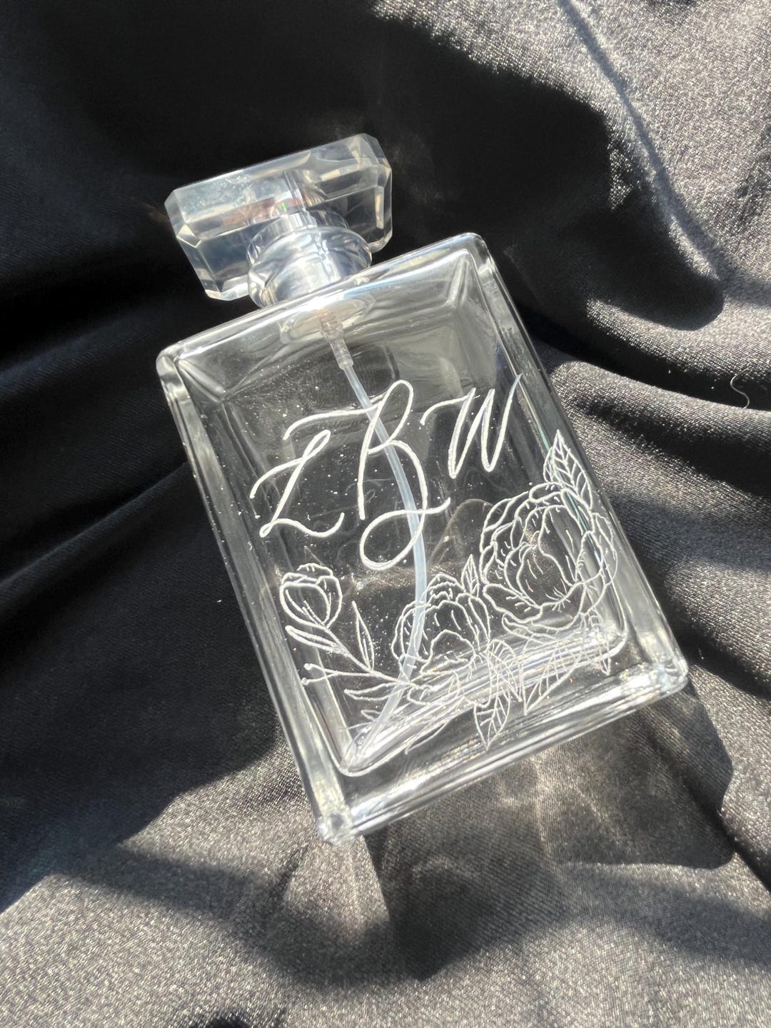 Custom Engraved Perfume Bottle With Florals: Wedding Keepsakes, Bridal ...