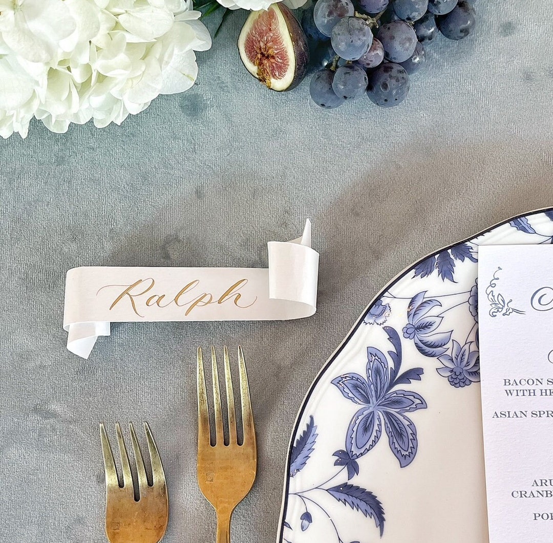 Scroll Calligraphy Place Cards, Wedding Scroll Place Cards, Scroll Name Cards, Wedding Place ...