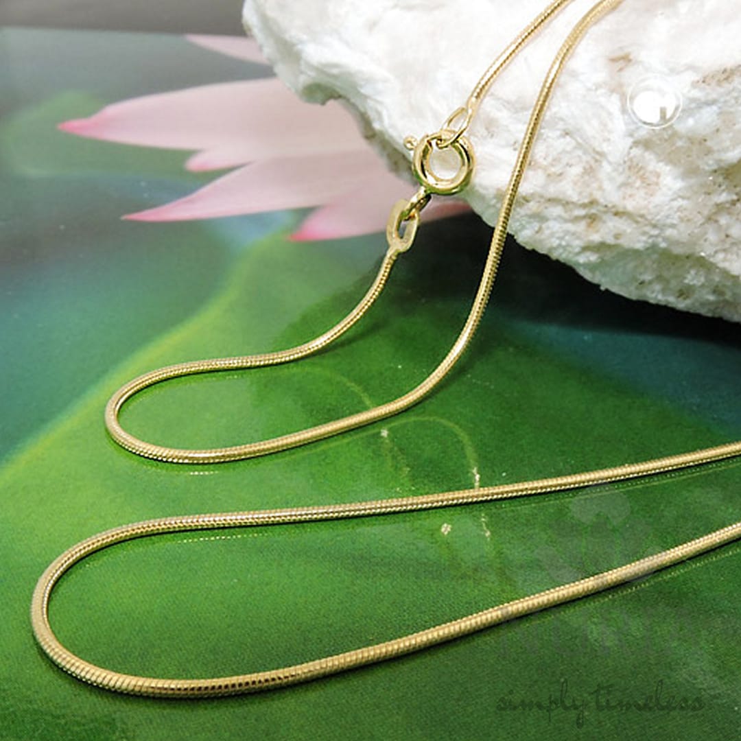 Solid Gold Snake Chain Necklace Made of 14K Gold, Elegant and Fine ...