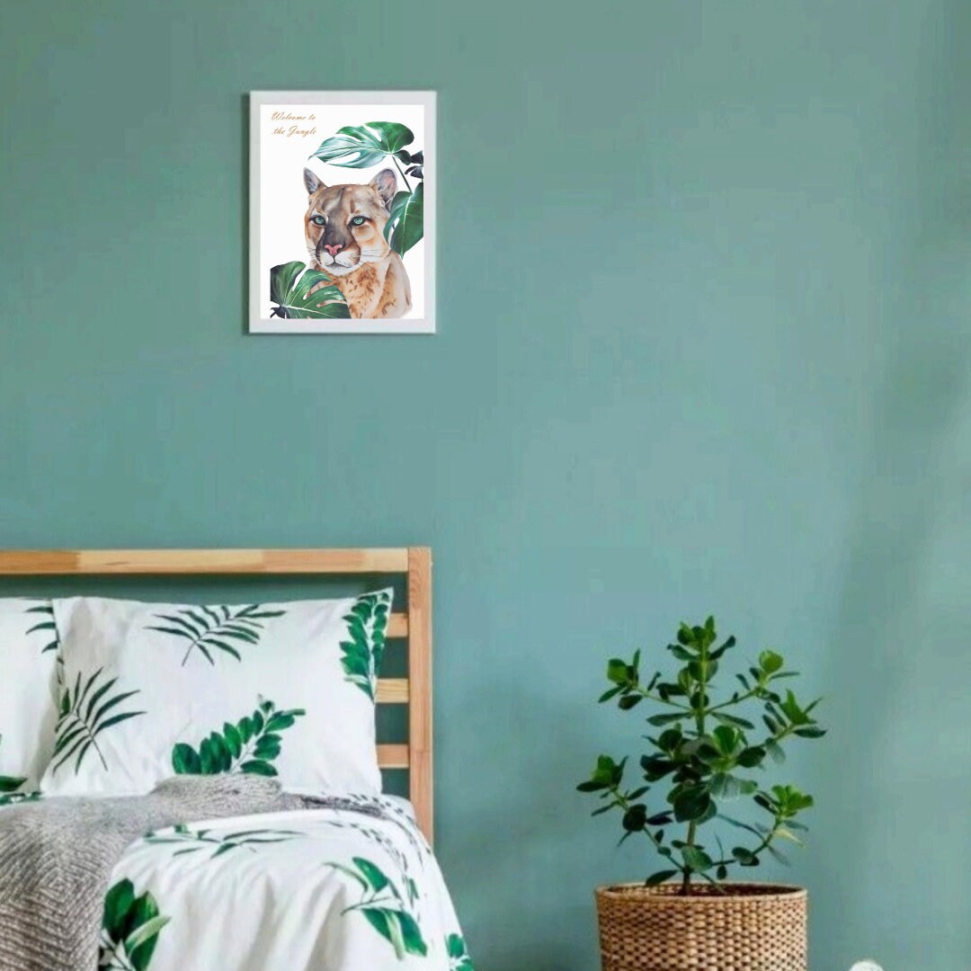 Watercolor Puma Wild Animal Painting Wildlife Wall Decor - Etsy