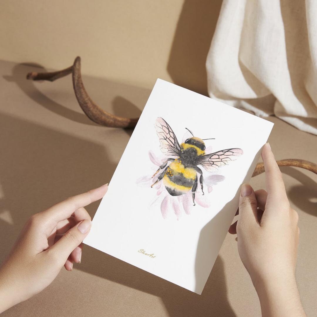 Watercolor Bee Decor Bee Print Art Printed Queen Bee Illustration Bee ...