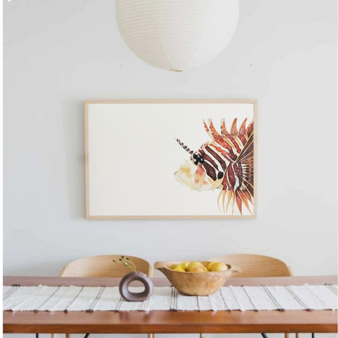 Watercolor Lionfish, Lionfish Painting, Fish Decoration, Scorpion Fish ...
