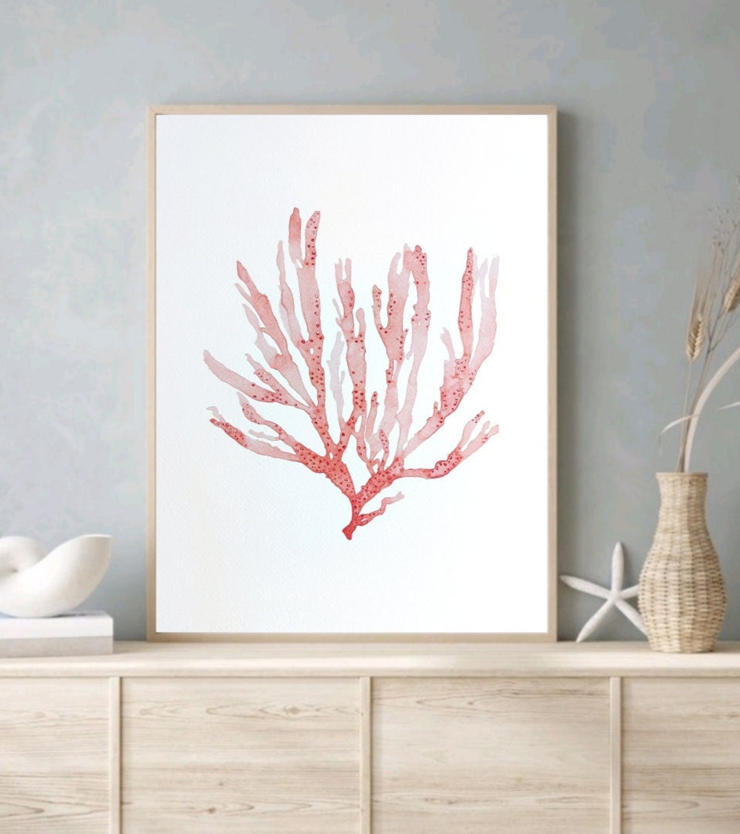 Coral Watercolor Painting Sealife Themed Artwork Coral Art Wall Hanging ...