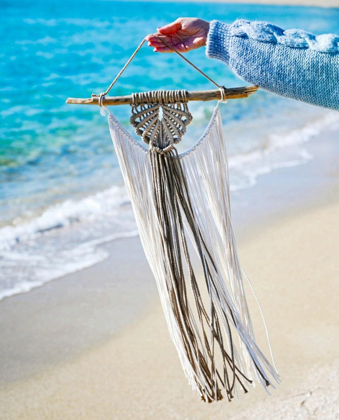 Macrame Seashell Wall Hanging Macrame Wall Decor Seashell Coastal Boho Wall Art Coastal Macrame ...