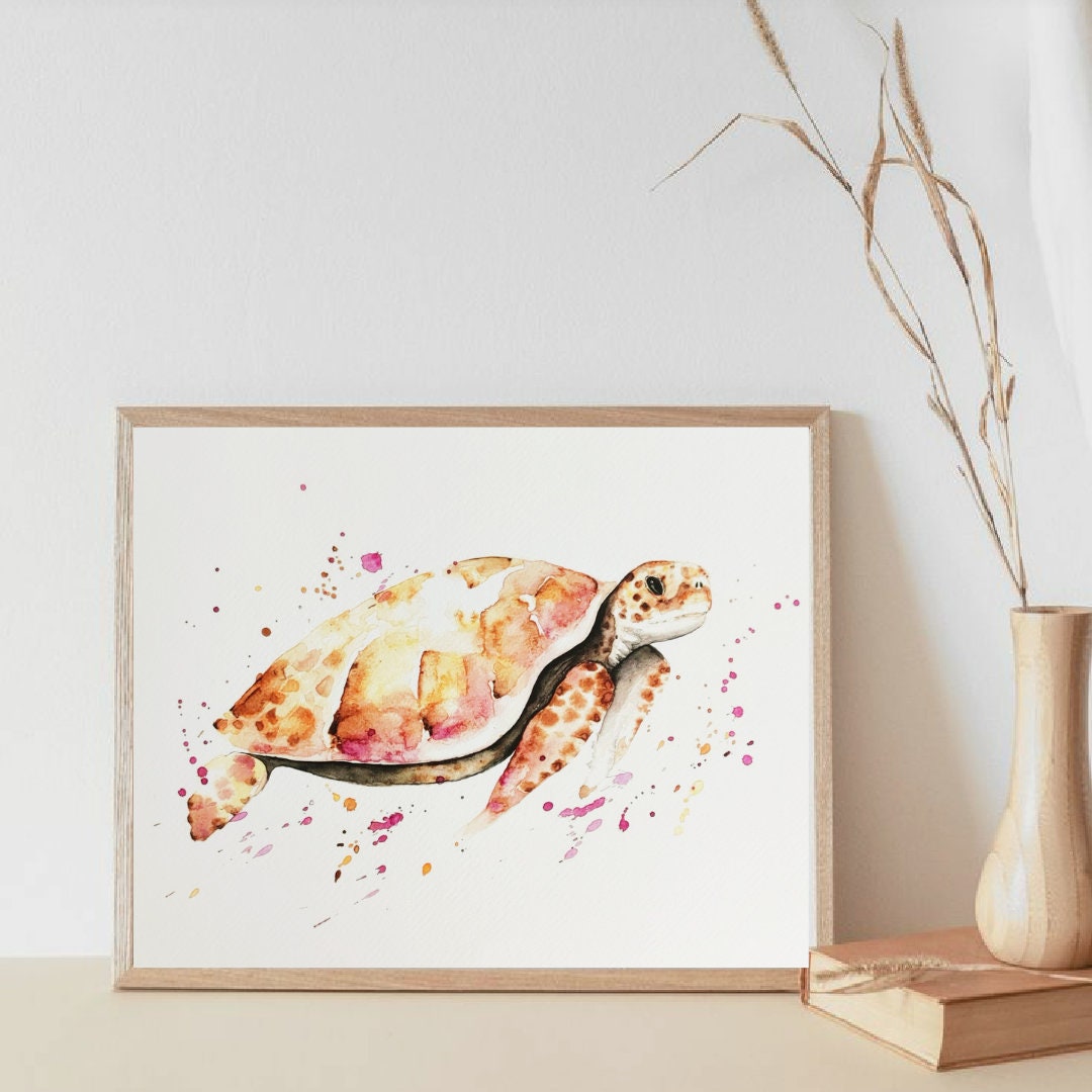 Watercolor Sea Turtle, Turtle Painting, Turtle Wall Decoration, Sea ...