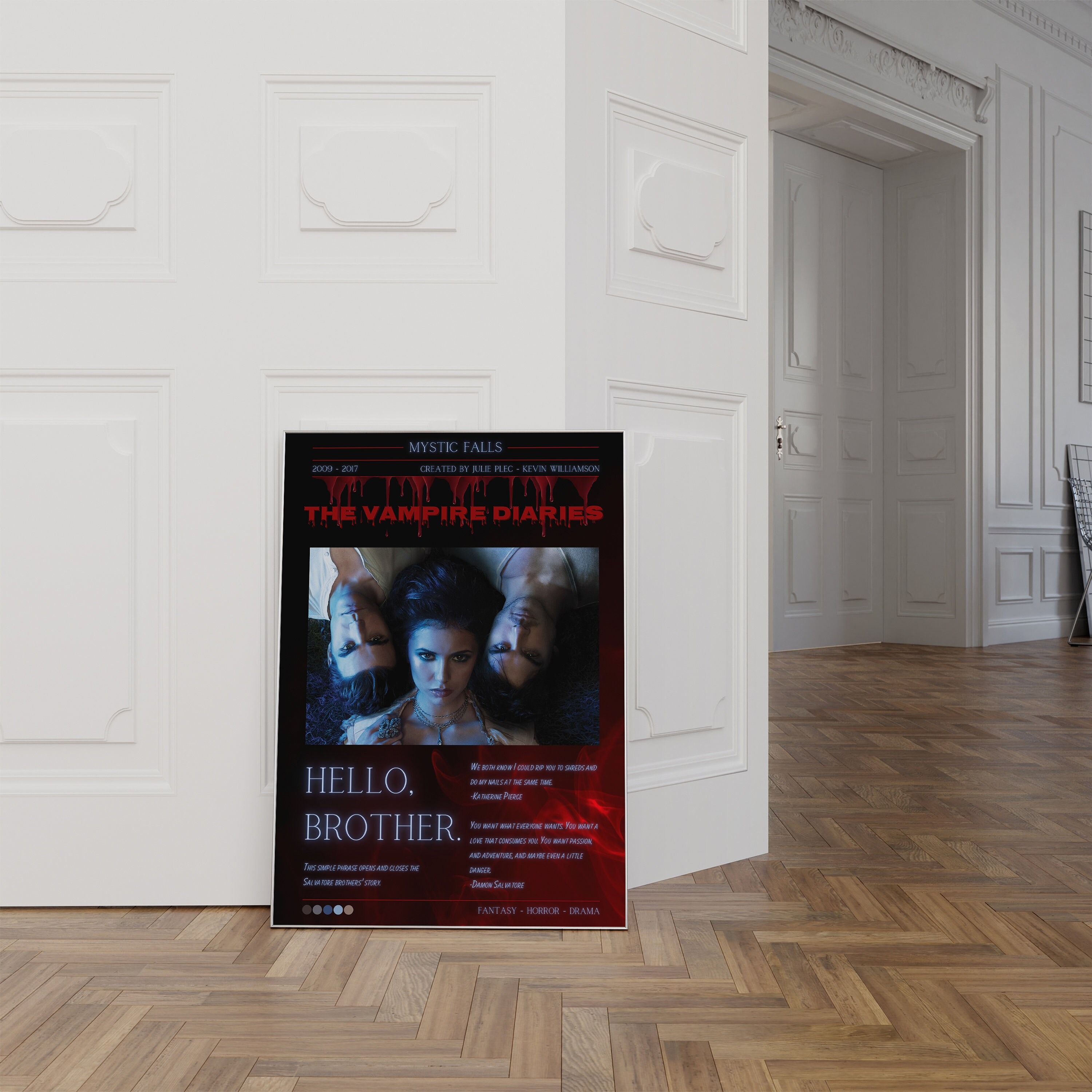 The Vampire Diaries Poster, Elena, Stefan and Damon Salvatore, Digital ...