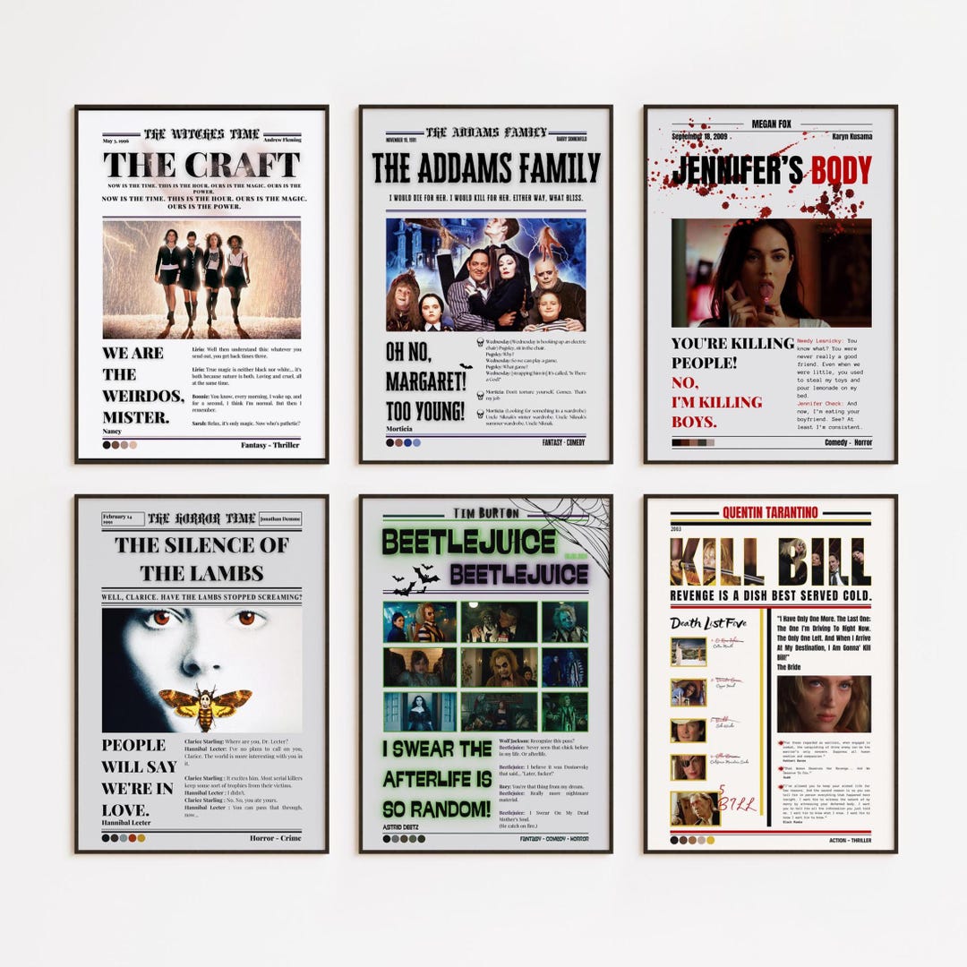 Vintage Halloween Horror Movie Poster Set, Digital Prints, Halloween ...