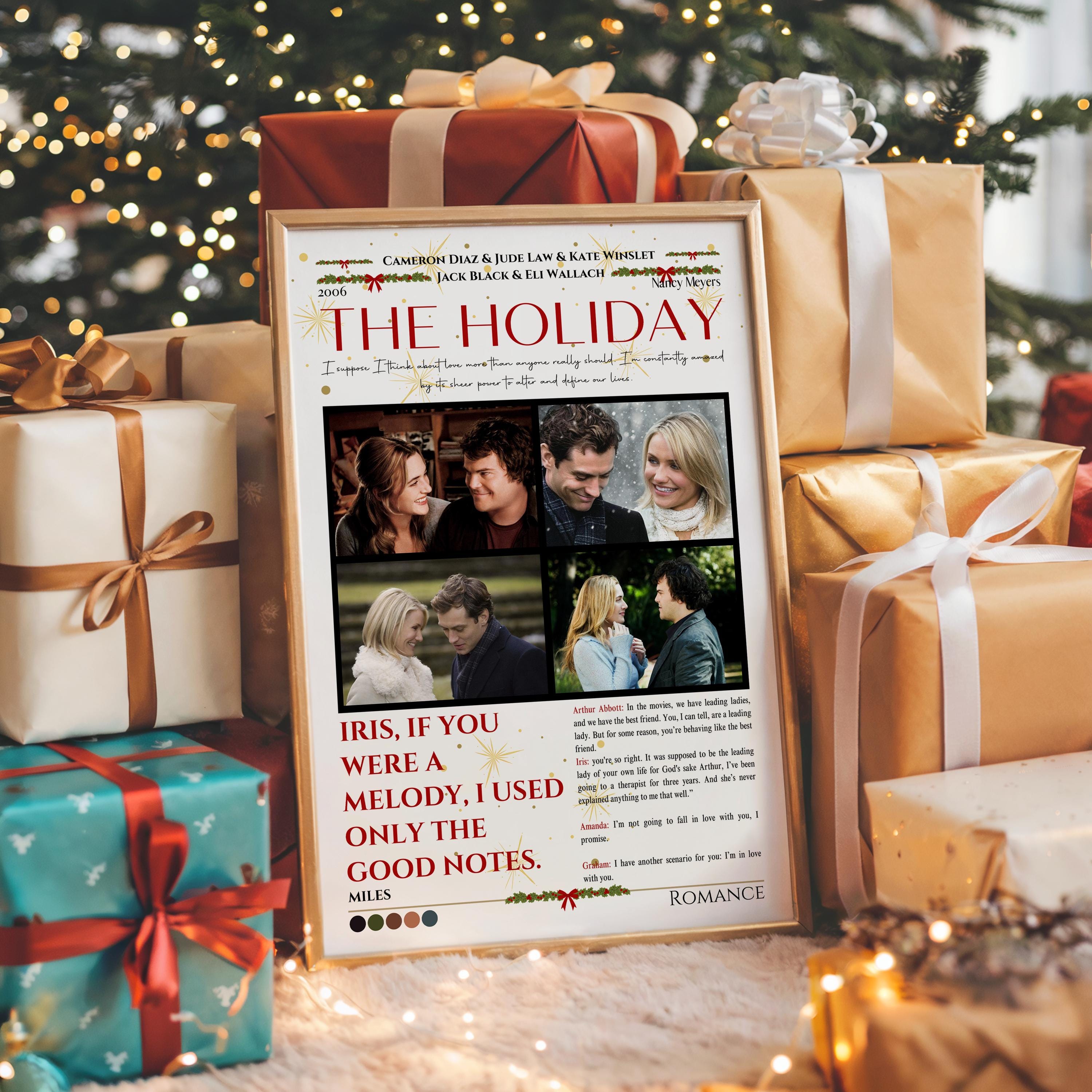 The Holiday Movie Poster, Digital Print, Jude Law, Christmas Prints ...