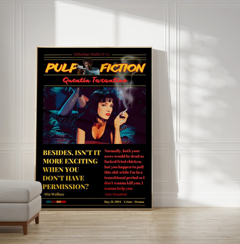 Pulp Fiction Movie Poster Cult Movie Poster Pulp Fiction - Etsy
