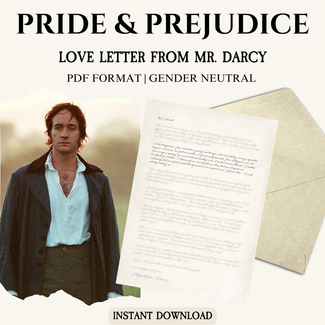 Love Letter From Mr. Darcy, Digital Letter, Gender-neutral Language ...