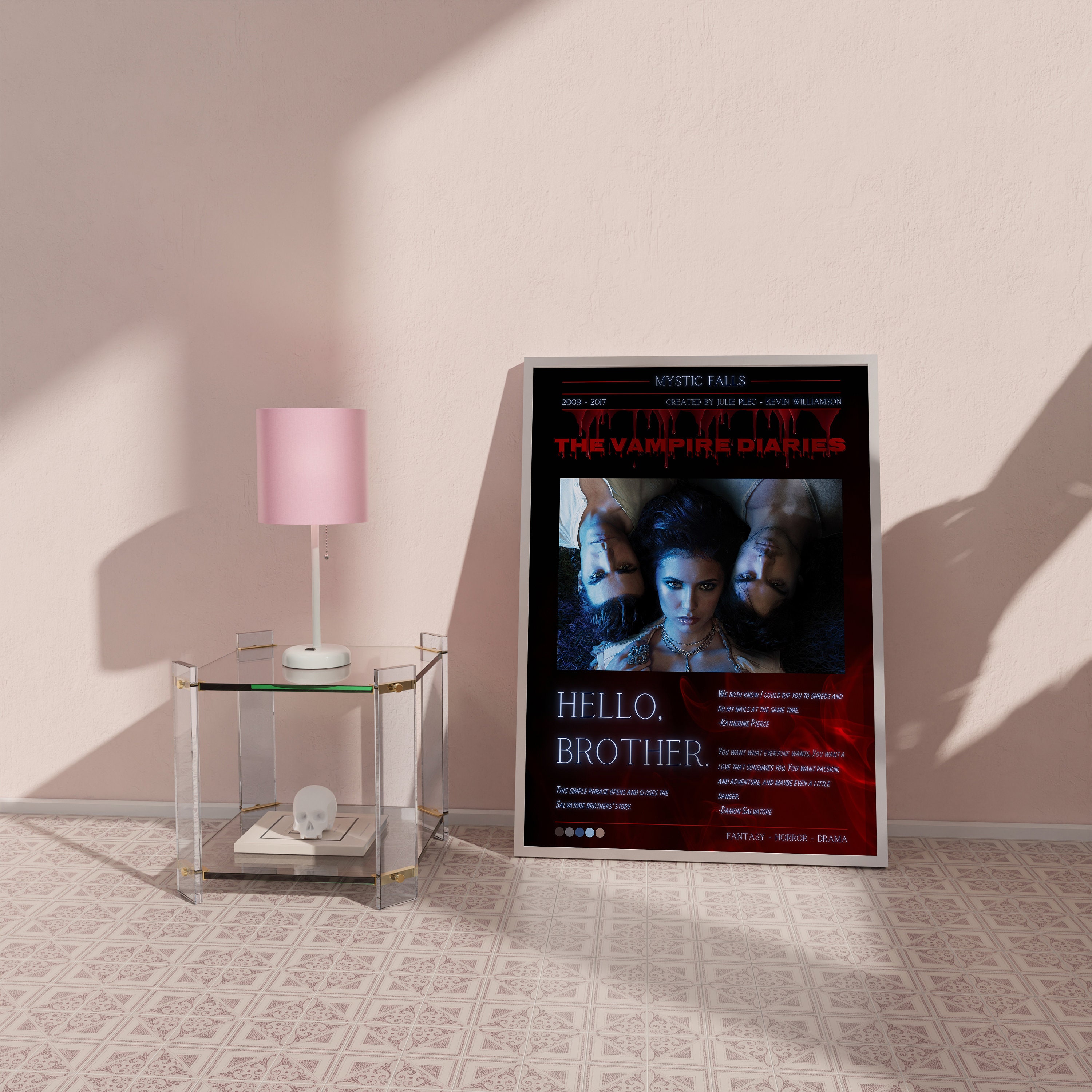 The Vampire Diaries Poster, Elena, Stefan and Damon Salvatore, Digital ...