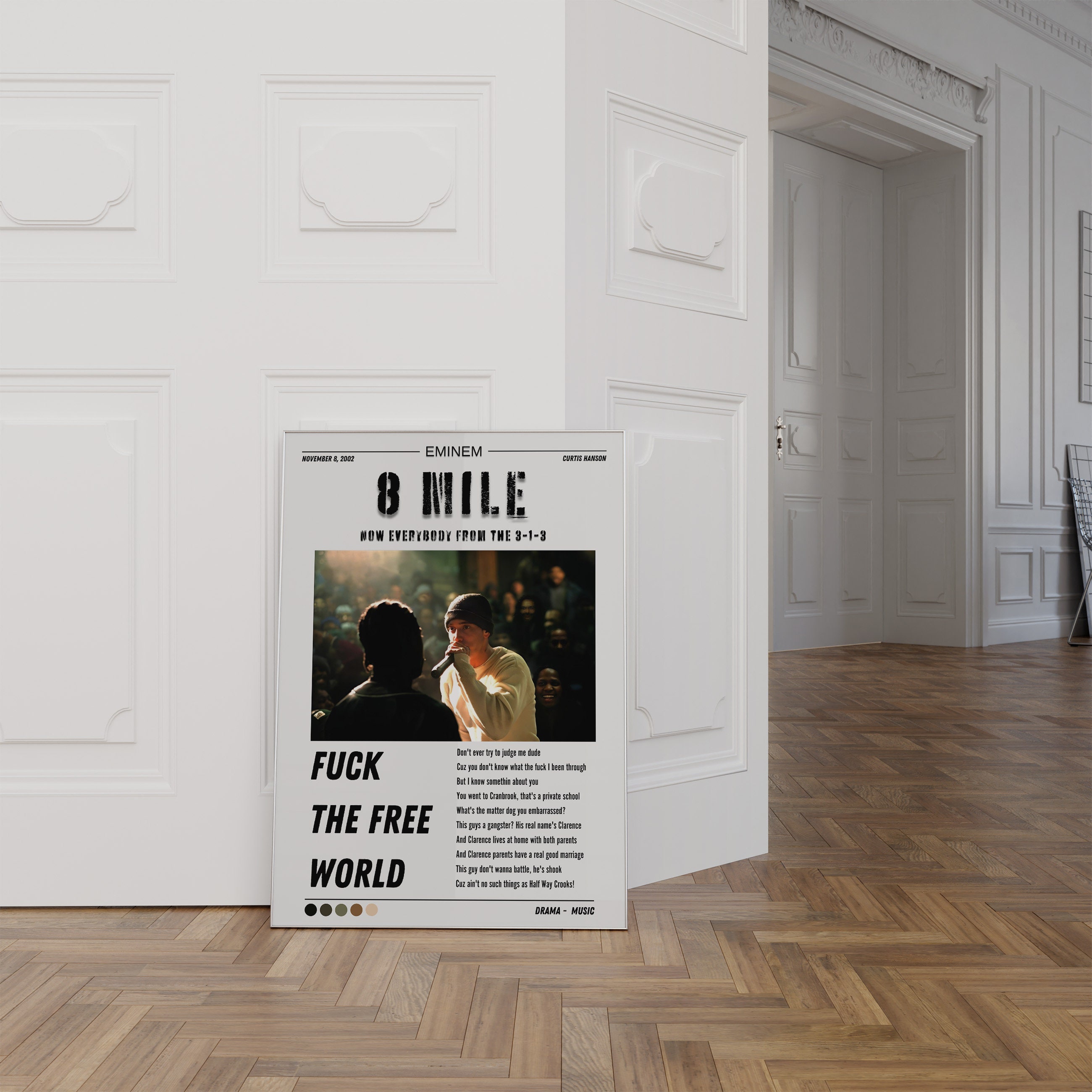 8 Mile Movie Poster, Vintage Movie Wall Art, Eminem Movie, Slim Shady ...