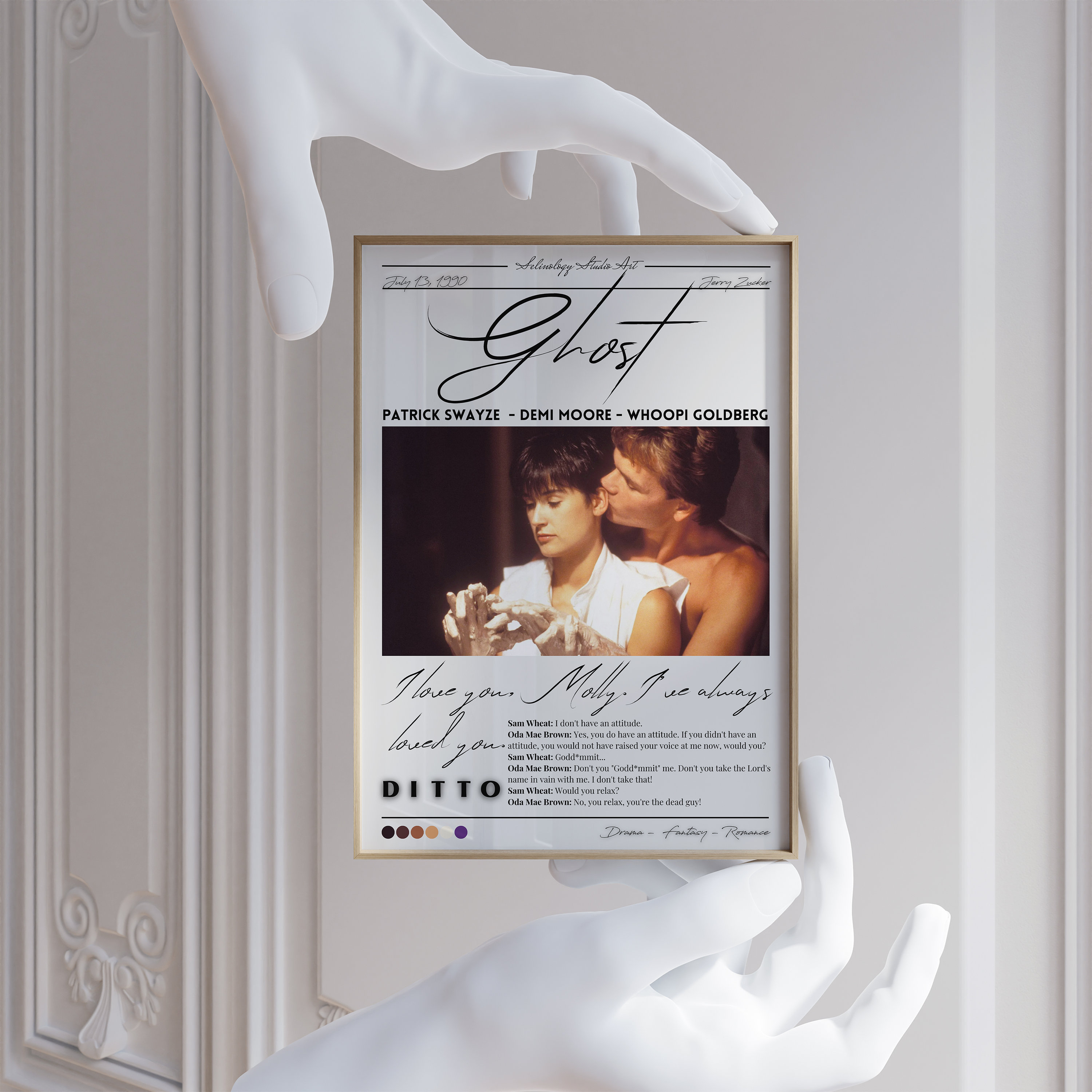 Ghost Movie Poster, Digital Wall Art, Demi Moore Gift, Patrick Swayze ...